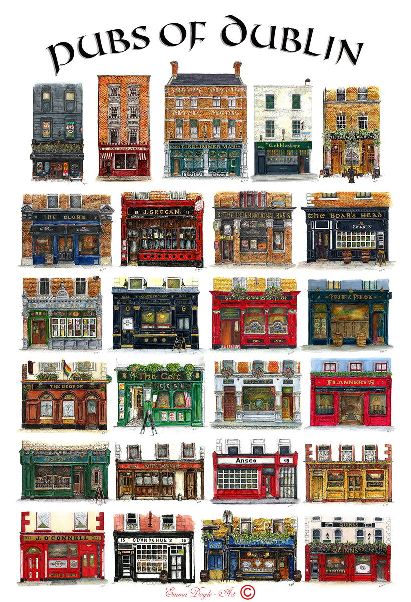 Pubs Of Dublin Poster - First Collection – Emma Doyle Art